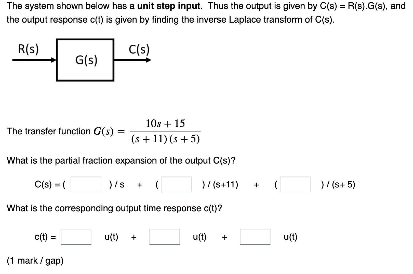 Solved The system shown below has a unit step input. Thus | Chegg.com
