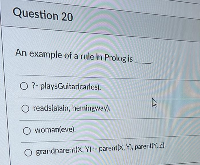 Solved An example of a rule in Prolog is ?- | Chegg.com