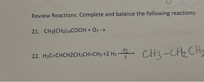 Solved Review Reactions: Complete and balance the following | Chegg.com