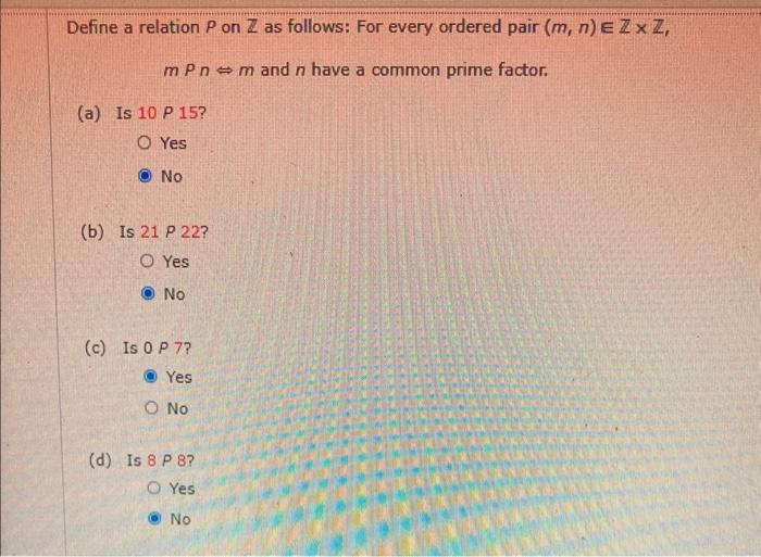 Solved Define a relation Pon Z as follows: For every ordered | Chegg.com