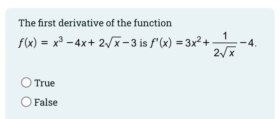 Solved The first derivative of the function f(x)=x3-4x+2x2-3 | Chegg.com