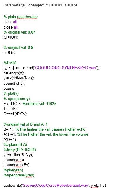Solved Matlab Codes Parameter(s) changed 1:Fs=11095 % plain | Chegg.com