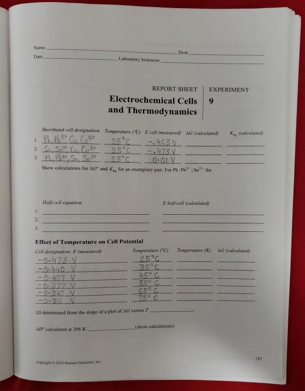 Solved Name Desk Date Laboratory Instructor EXPERIMENT | Chegg.com