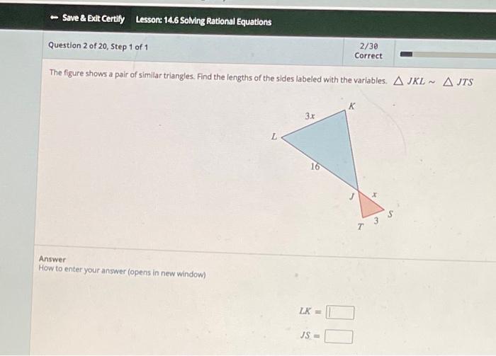 Solved The figure shows a pair of similar triangles. Find | Chegg.com