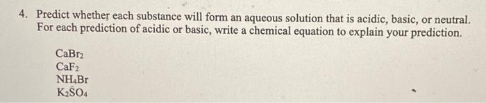 Solved Predict whether each substance will form an aqueous | Chegg.com