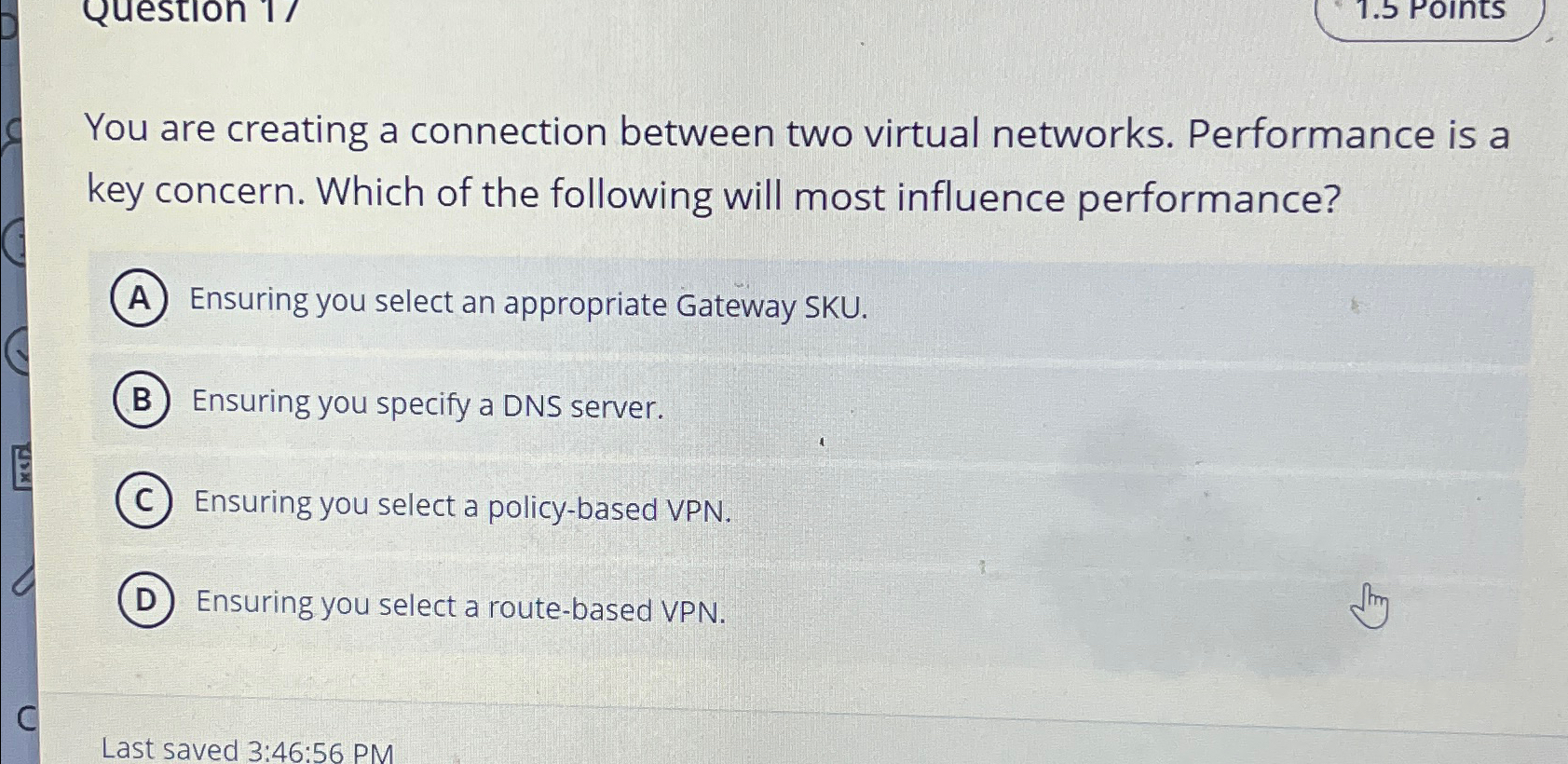 Solved You are creating a connection between two virtual | Chegg.com