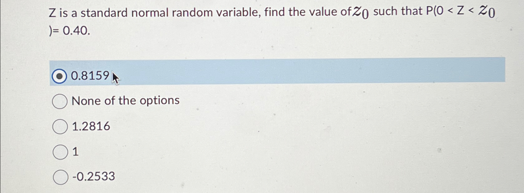 Solved Z ﻿is a standard normal random variable, find the | Chegg.com
