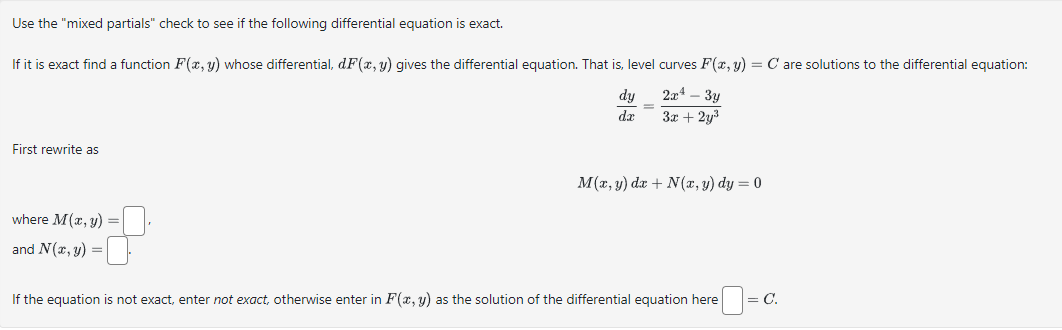 Solved Use the "mixed partials" check to ﻿see if ﻿the | Chegg.com