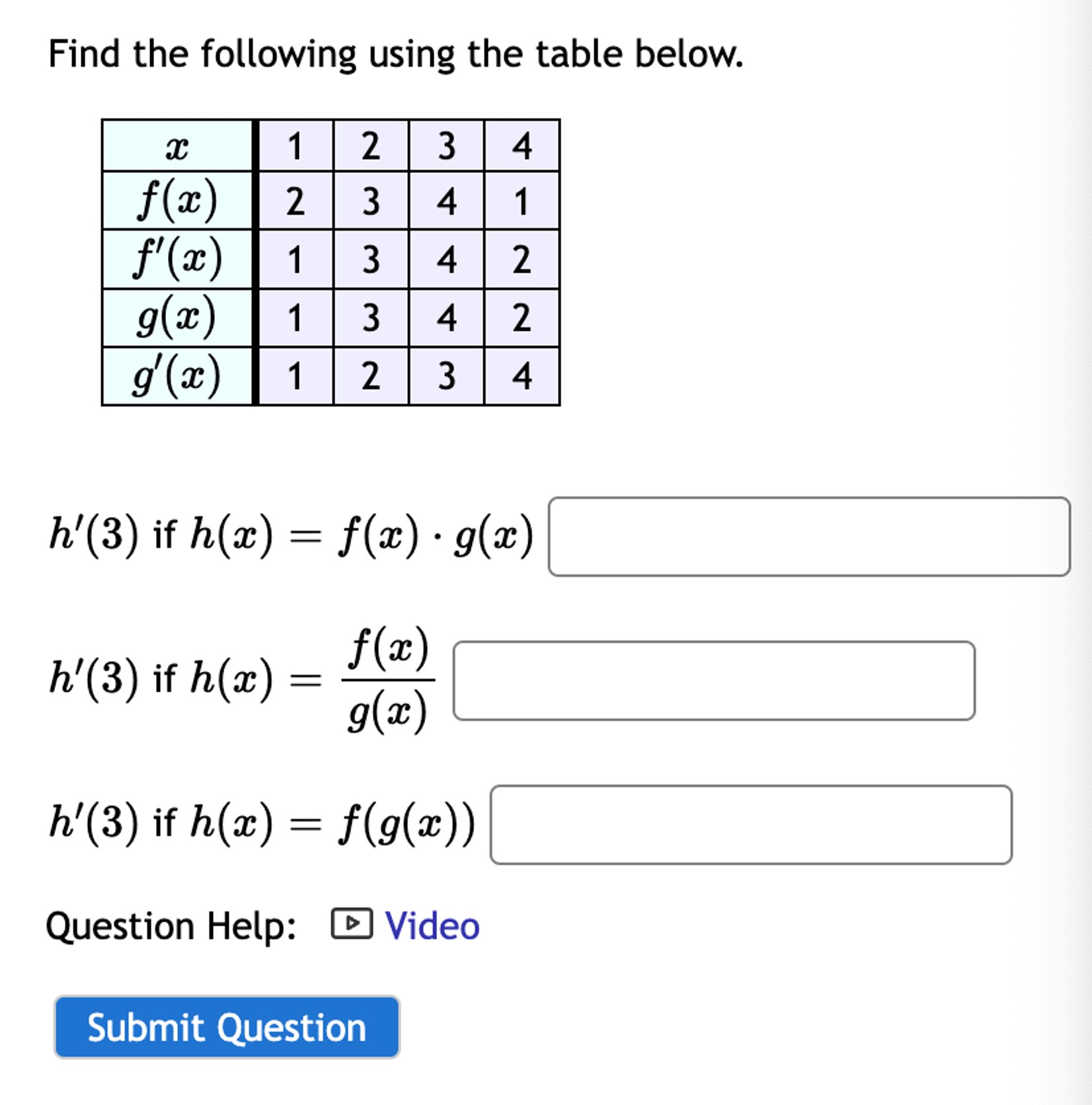 Solved Find the following using the table | Chegg.com