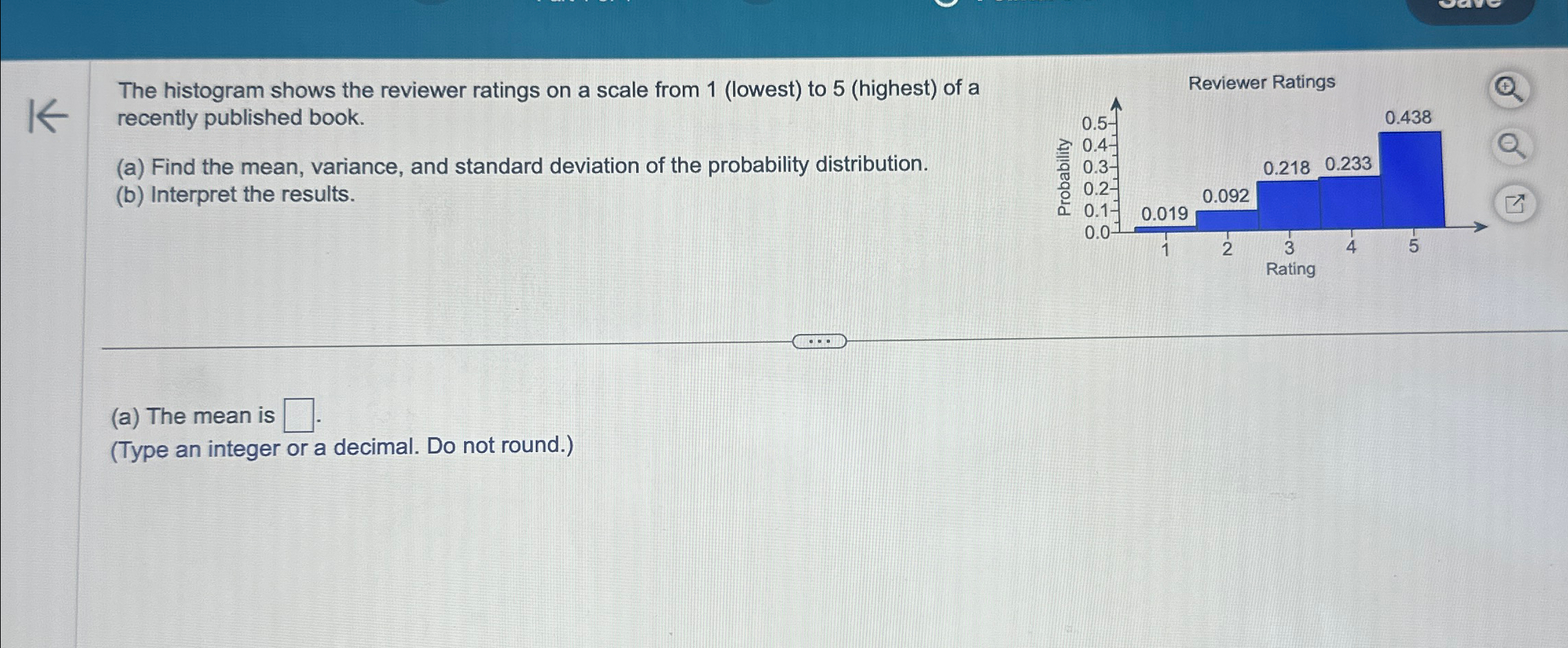 Solved The histogram shows the reviewer ratings on a scale | Chegg.com