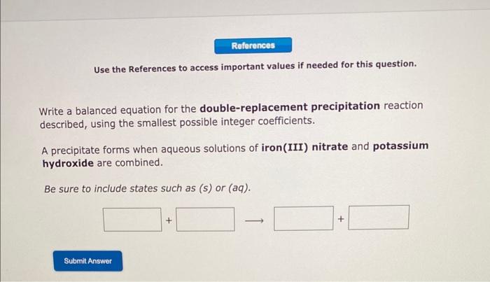 Solved Write a balanced equation for the double-replacement | Chegg.com