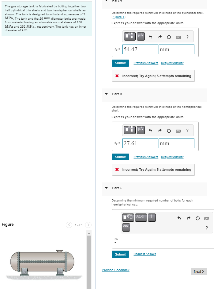 Solved The gas storage tank is fabricated by bolting | Chegg.com
