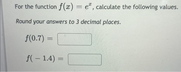 Solved For the function f(x)=ex, calculate the following | Chegg.com