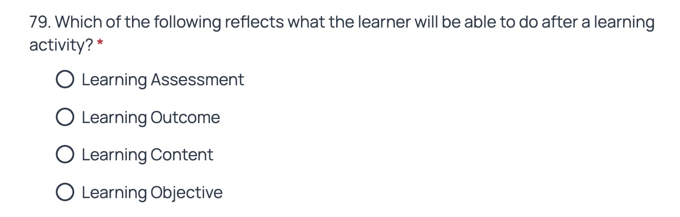 Solved Which of the following reflects what the learner will | Chegg.com