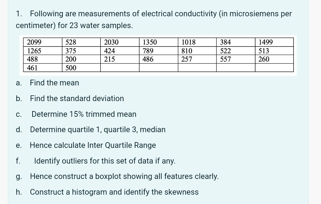 Solved 1. Following are measurements of electrical | Chegg.com