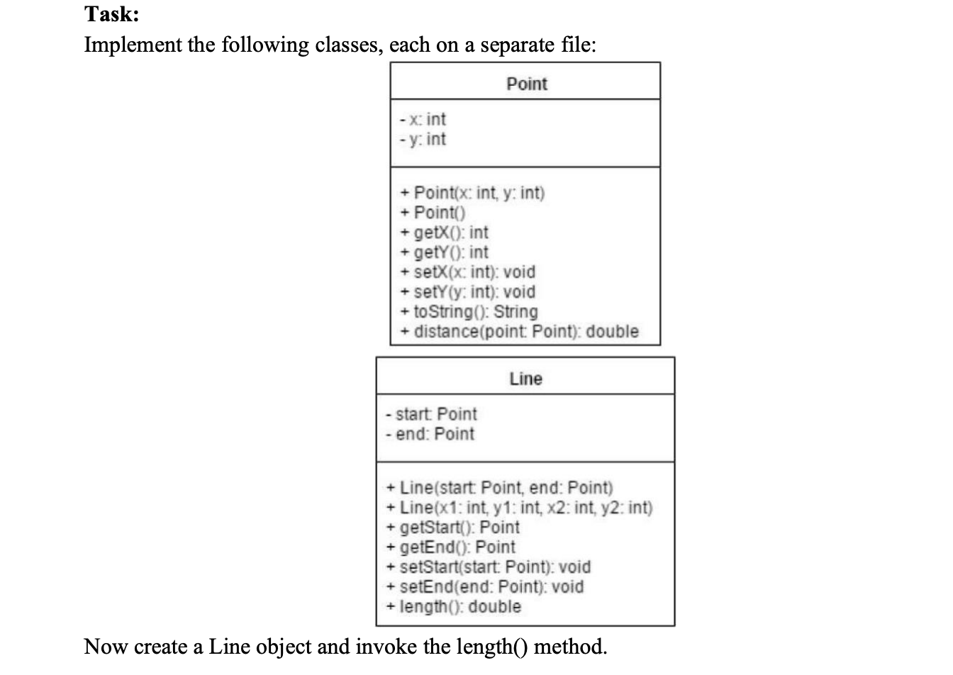 Solved Task: Implement the following classes, each on a | Chegg.com