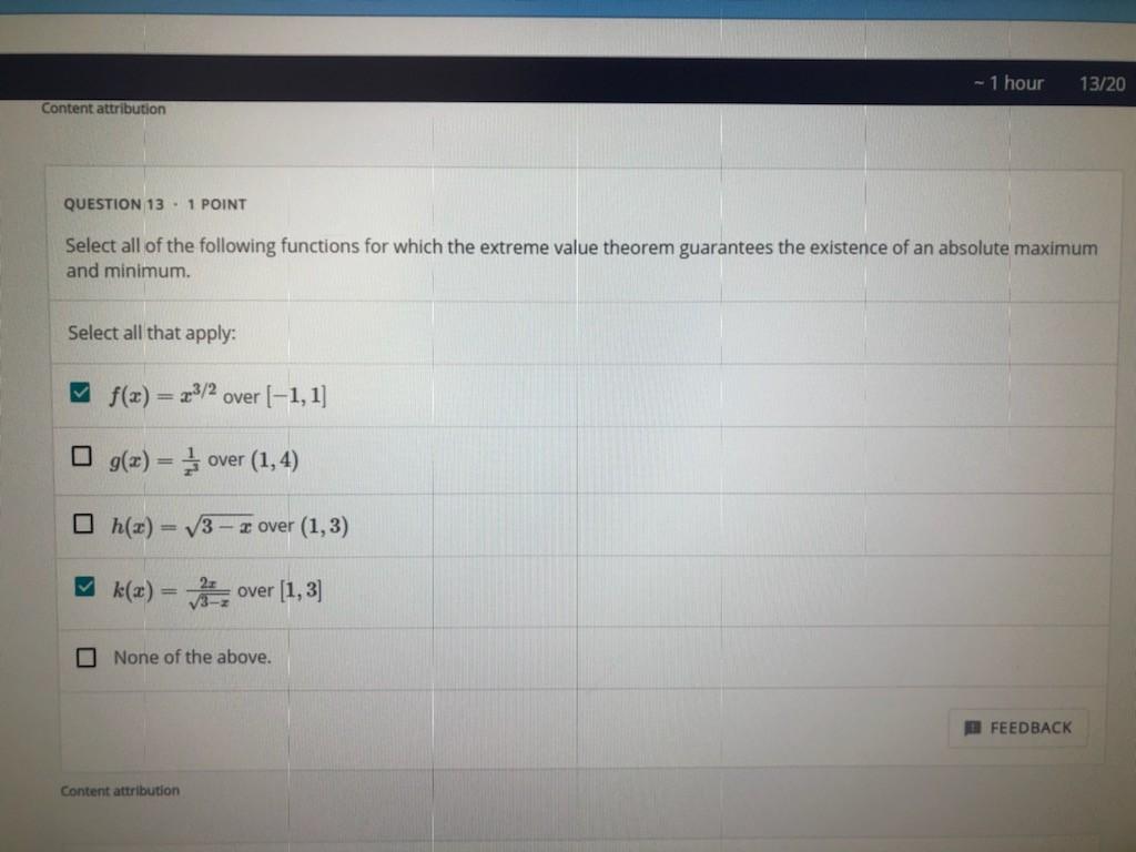 Solved - 1 hour 13/20 Content attribution QUESTION 13. 1 | Chegg.com Solved - 1 hour 13/20 Content attribution QUESTION 13. 1 | Chegg.com