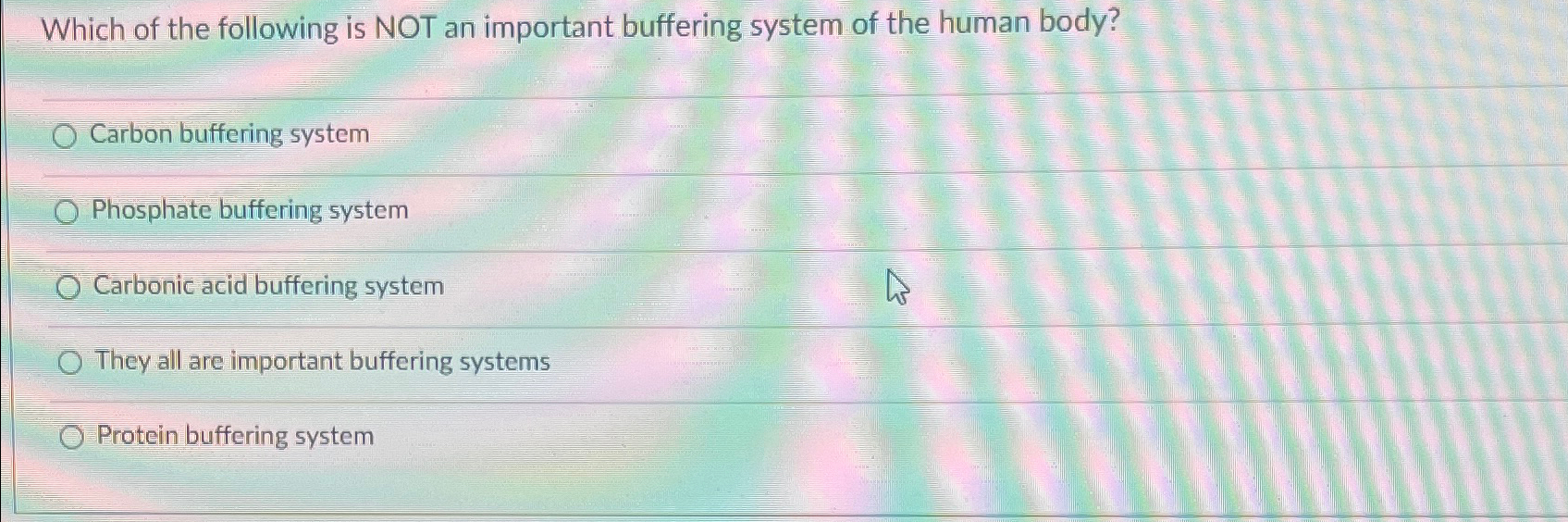 Solved Which of the following is NOT an important buffering | Chegg.com Solved Which of the following is NOT an important buffering | Chegg.com