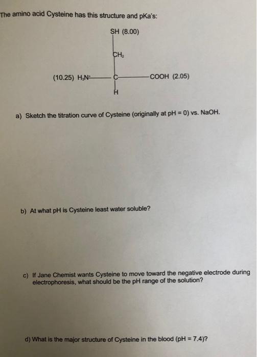 Solved The amino acid Cysteine has this structure and pka's: | Chegg.com