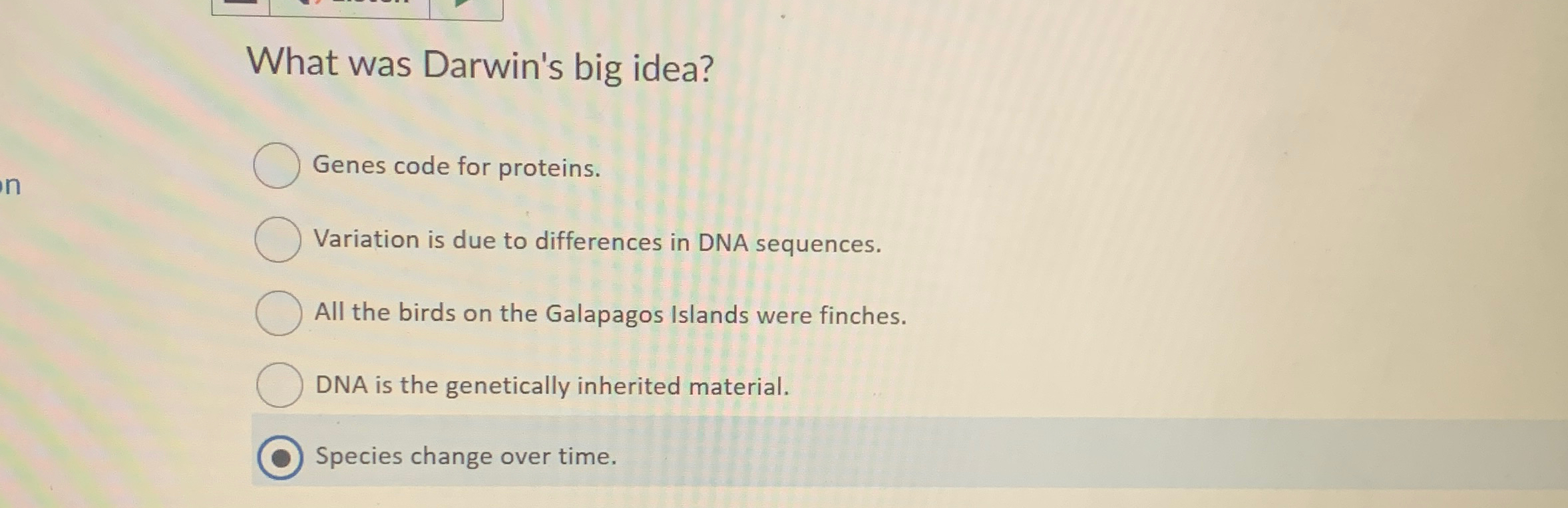 Solved What was Darwin's big idea?Genes code for | Chegg.com