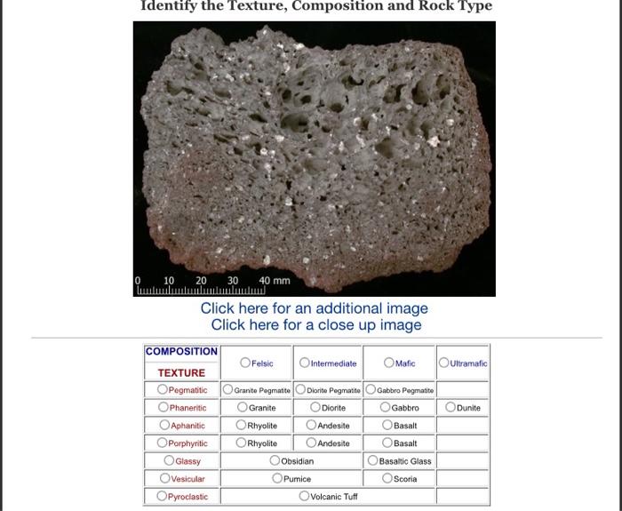 Solved Identify the Texture, Composition and Rock Type Click | Chegg.com
