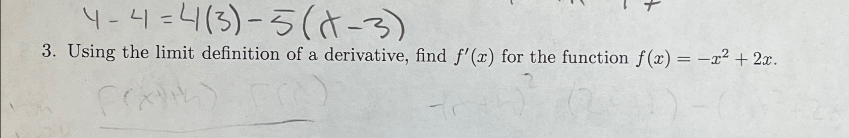 Solved Using the limit definition of a derivative, find | Chegg.com
