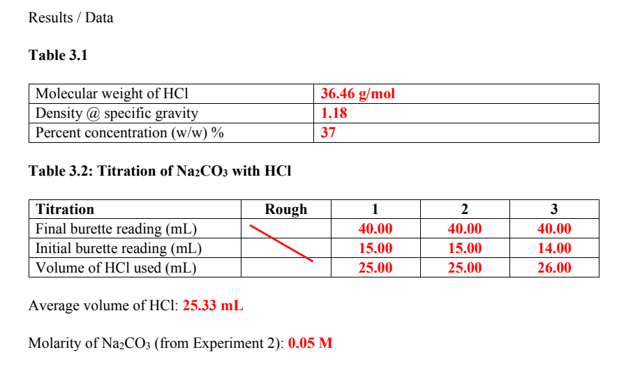Solved PREPARATION AND STANDARDIZATION OF HCI SOLUTION WITH | Chegg.com