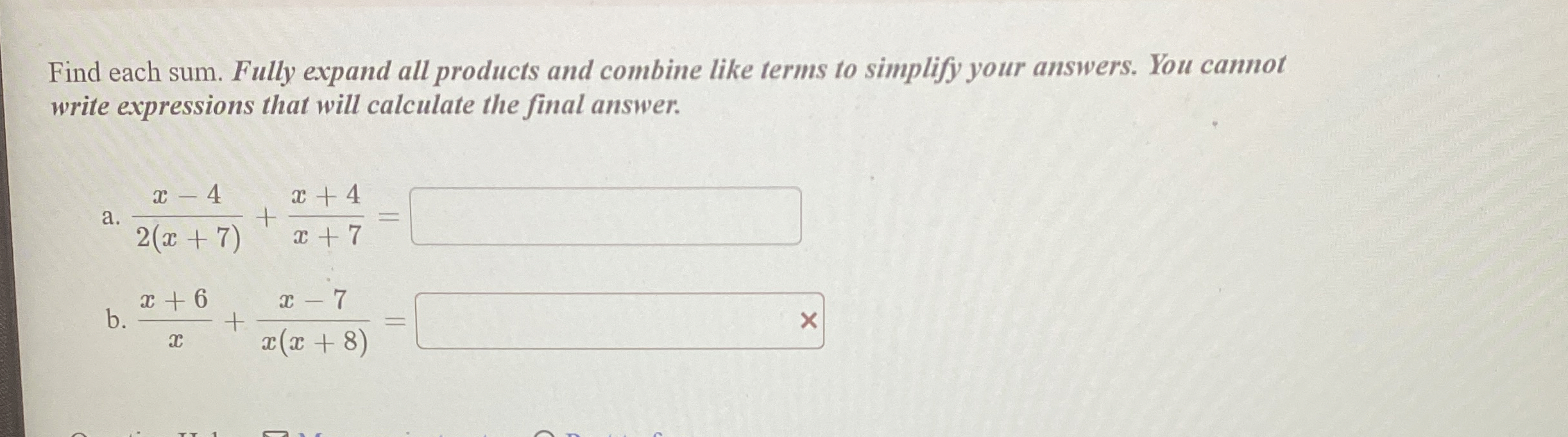 Solved Find each sum. Fully expand all products and combine | Chegg.com