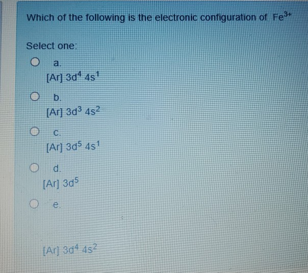 Solved Which of the following is the electronic | Chegg.com