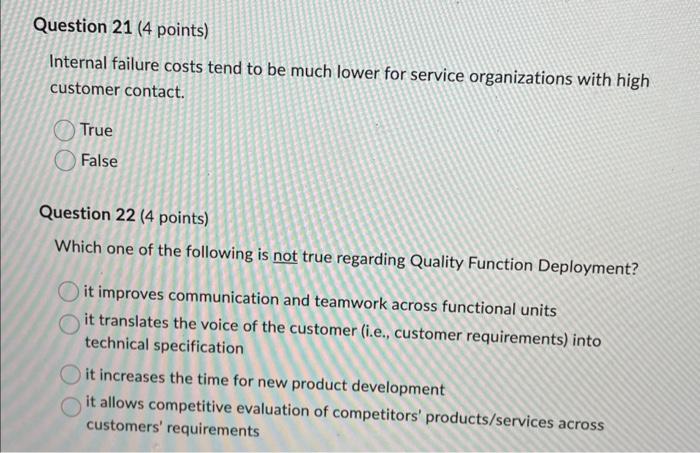 Solved Internal failure costs tend to be much lower for | Chegg.com