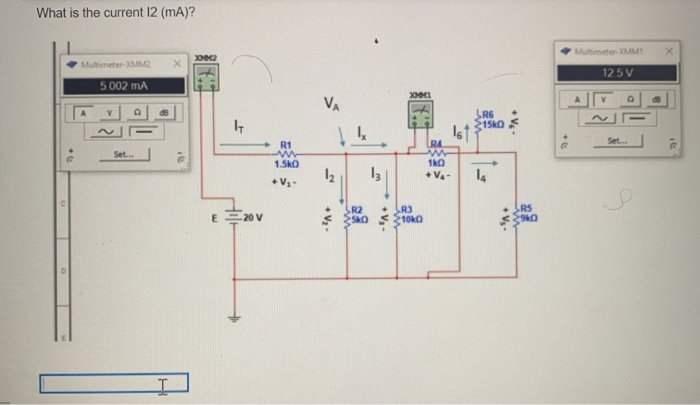 Solved What is the current 12 (mA)? Multimeter 2000 | Chegg.com