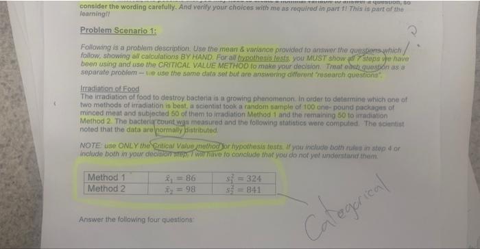 Solved consider the wording carefully. And verify your | Chegg.com