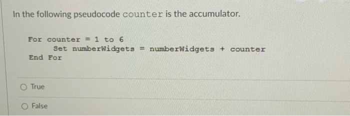 Solved In the following pseudocode counter is the | Chegg.com