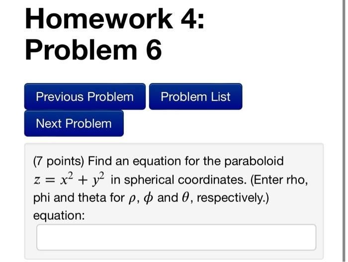 Solved Homework 4: Problem 6 (7 points) Find an equation for | Chegg.com Solved Homework 4: Problem 6 (7 points) Find an equation for | Chegg.com