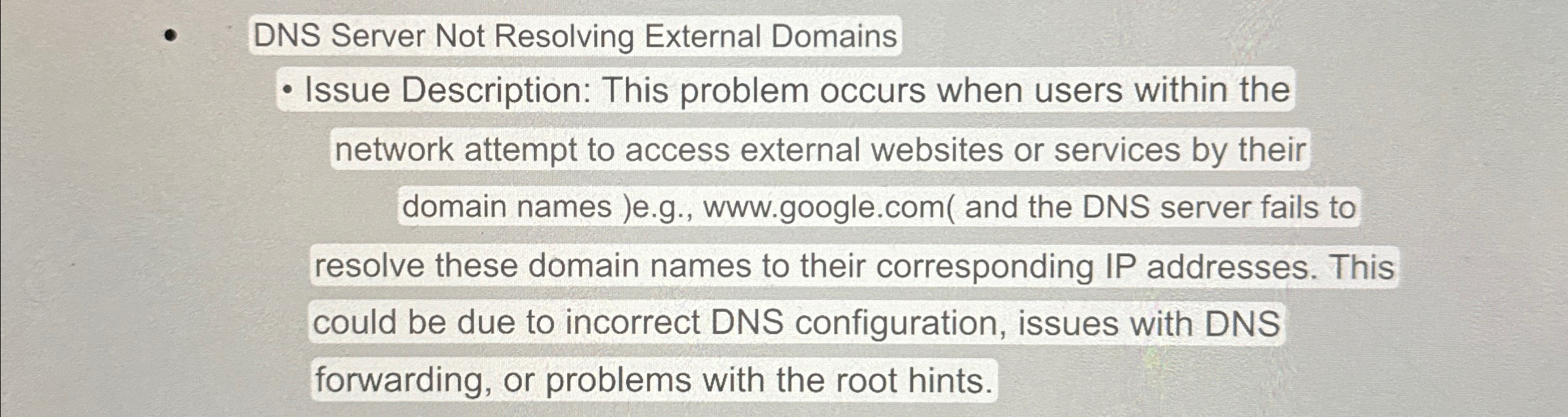 Solved DNS Server Not Resolving External DomainsIssue | Chegg.com
