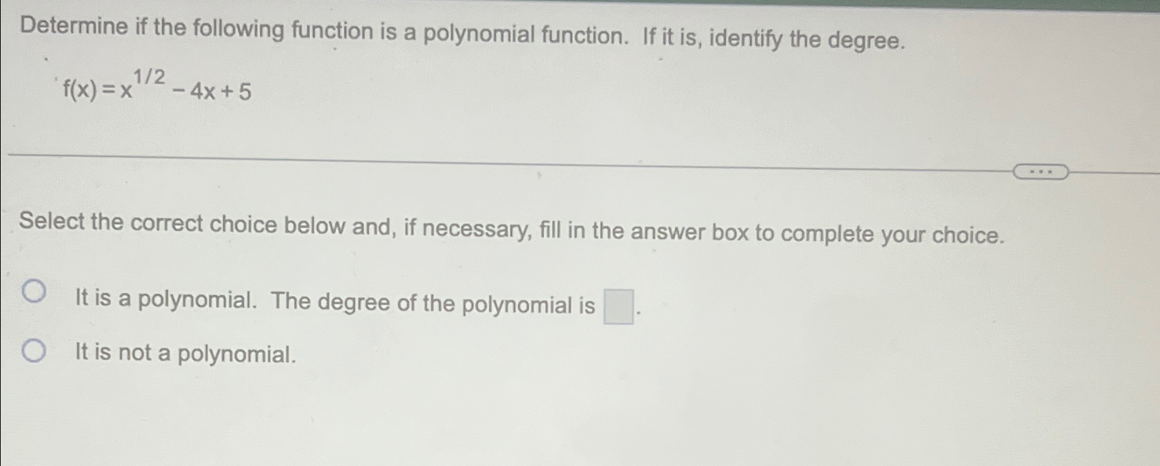 Solved Determine if the following function is a polynomial | Chegg.com