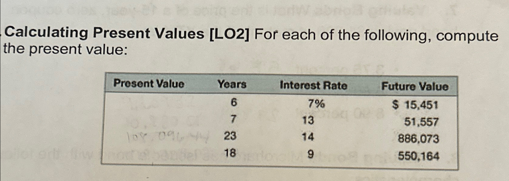 Calculating Present Values [LO2] ﻿For each of the | Chegg.com