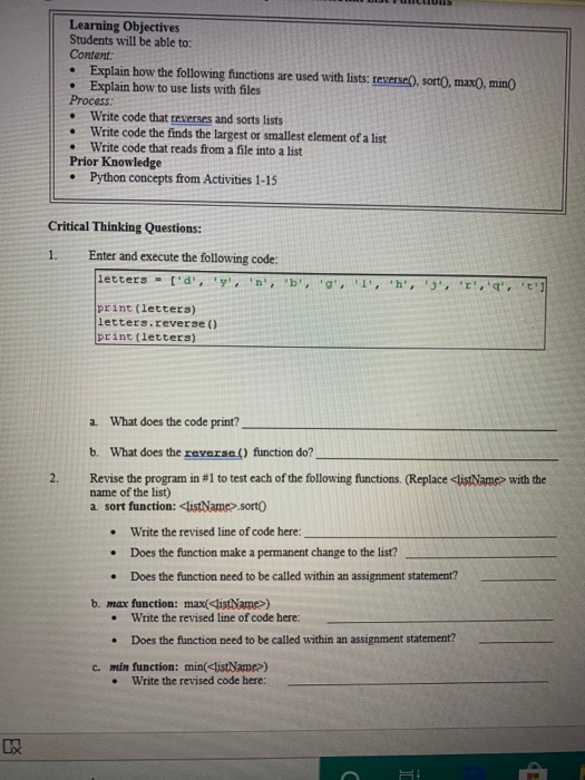 Solved Learning Objectives Students will be able to: | Chegg.com