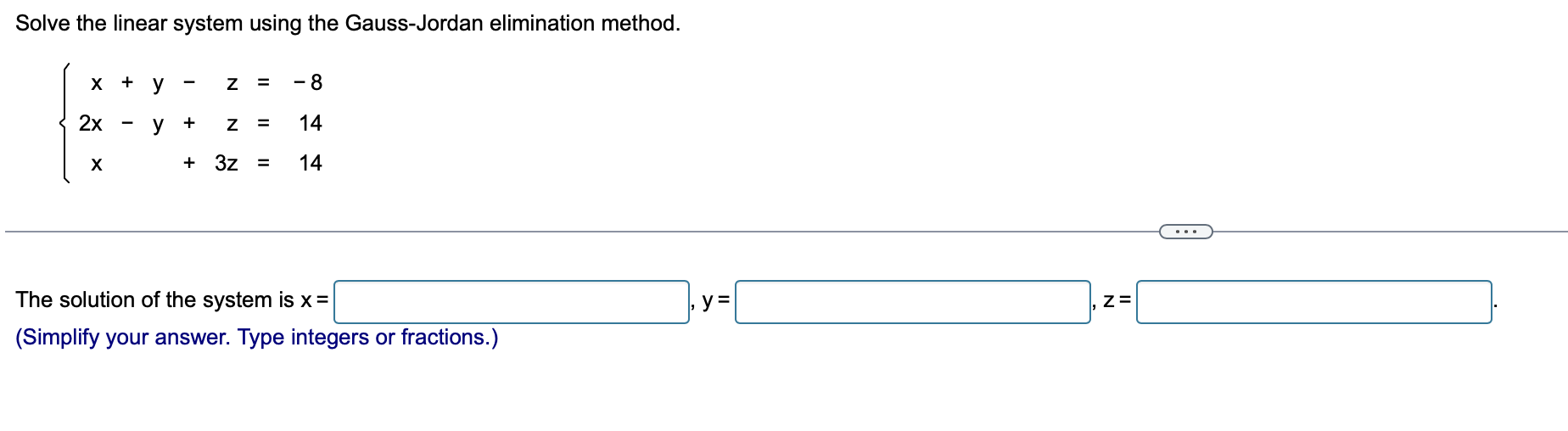 Solve the linear system using the Gauss-Jordan | Chegg.com