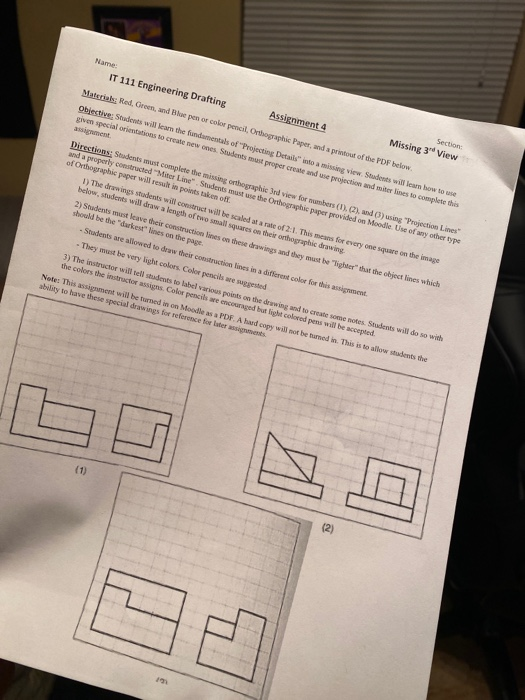 Name Section IT 111 Engineering Drafting Assignment 4 | Chegg.com