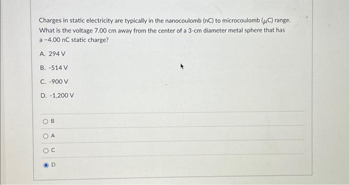 Solved Charges in static electricity are typically in the | Chegg.com