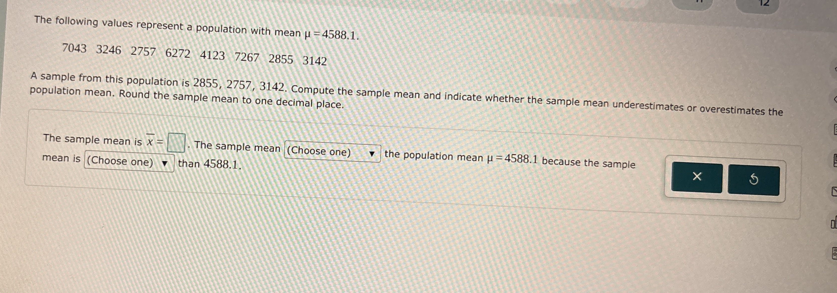Solved The following values represent a population with mean | Chegg.com