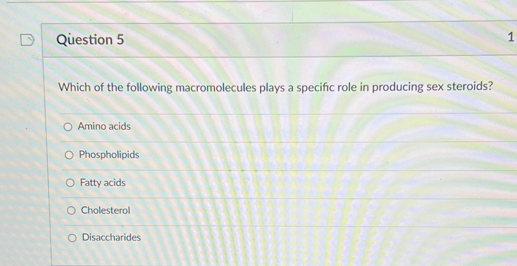 Solved Question 5Which of the following macromolecules plays | Chegg.com