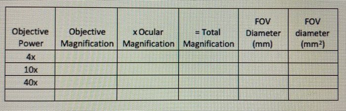 Solved = Objective x Ocular Total Magnification | Chegg.com