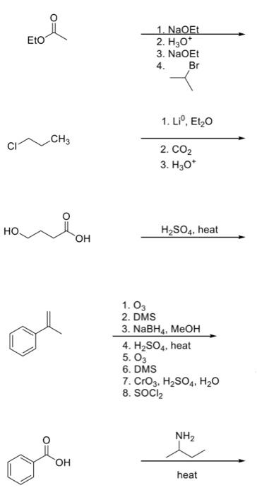 Solved 1. O3 2. DMS 5. O3 6. DMS 7. CrO3,H2SO4,H2O 8. SOCl2 | Chegg.com