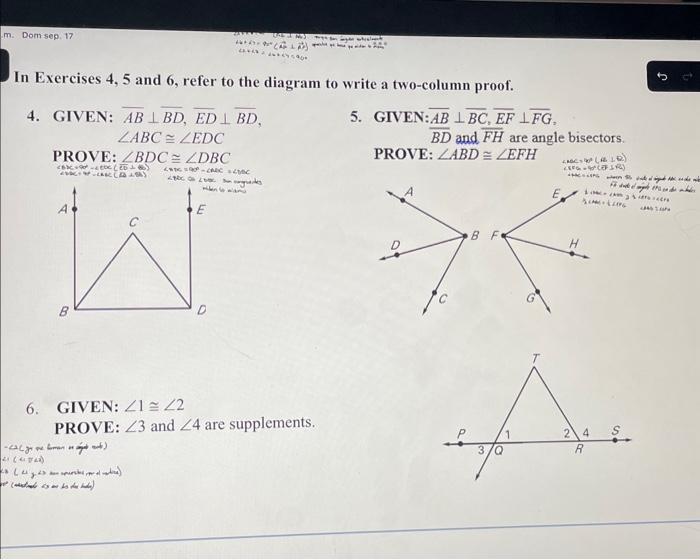 4. Statements 1. AB,BD⊥EDBD 2. 3. 4. 5. ∠ABC≅∠EDC 6. | Chegg.com