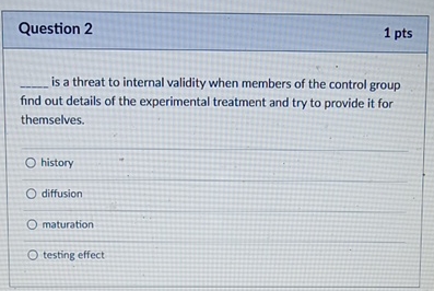 Solved Question 21 ﻿ptsis a threat to internal validity when | Chegg.com