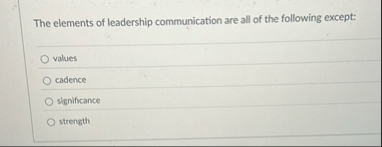 Solved The elements of leadership communication are all of | Chegg.com