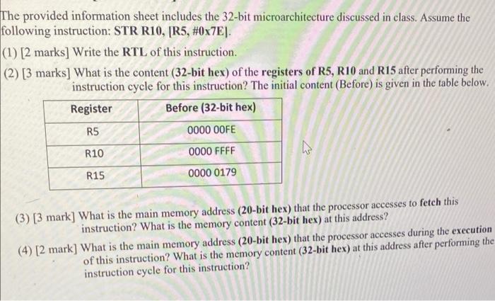The provided information sheet includes the 32-bit | Chegg.com