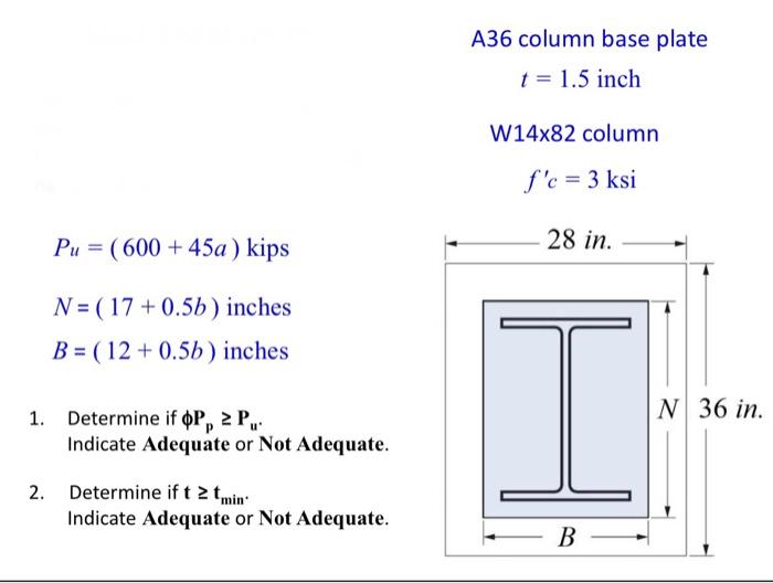 Solved A36 column base plate t=1.5 inch W14x82 column | Chegg.com